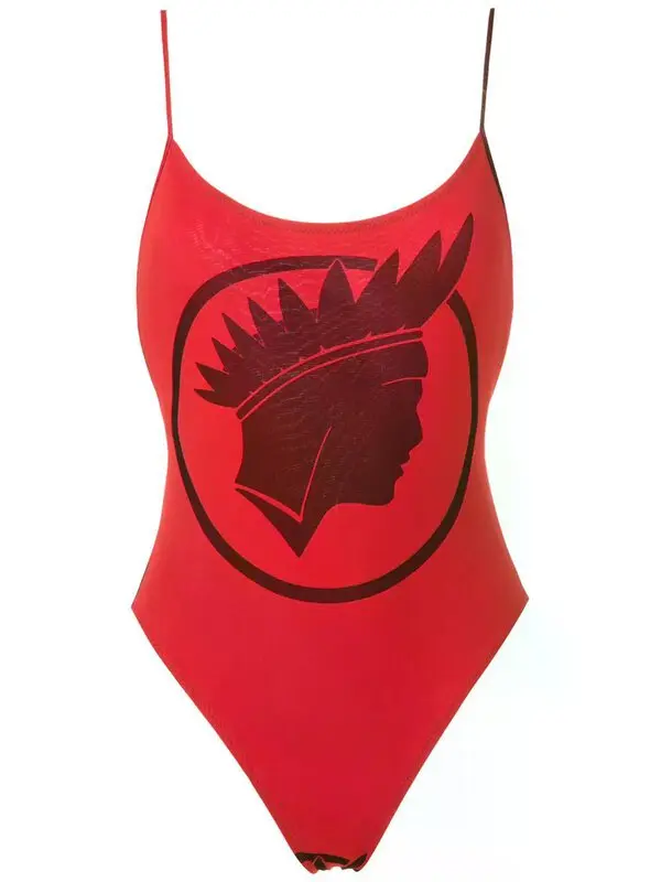 AMIR SLAMA Ndio Print High-cut Swimsuit - Red