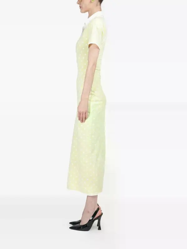 ROWEN ROSE Polka-dot Jersey Midi Dress