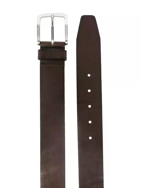BOSS Engraved Buckle Leather Belt