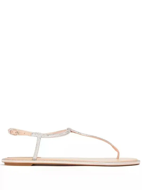 Rene Caovilla Diana Embellished Flat Sandals - Neutrals