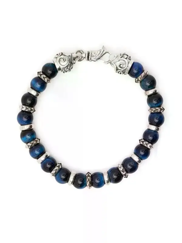 Emanuele Bicocchi Tiger Eye Beaded Bracelet - Silver