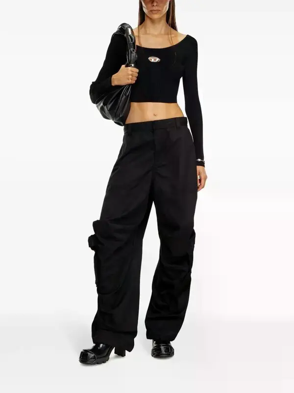 DIESEL® Viscose Knitted Top With Silver-tone Logo Plaque