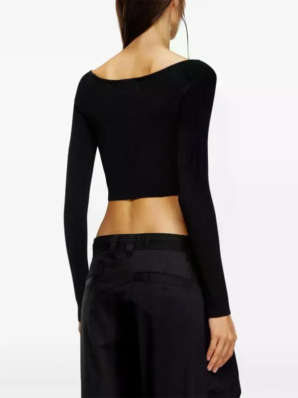 DIESEL® Viscose Knitted Top With Silver-tone Logo Plaque