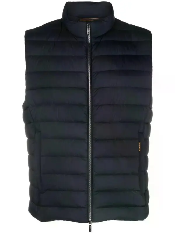 MOORER Quilted Zipped Gilet - Blue