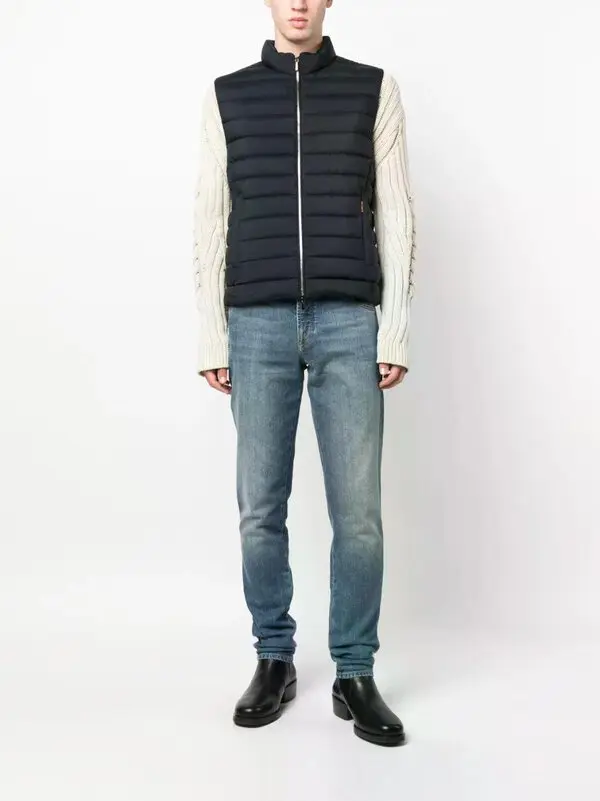 MOORER Quilted Zipped Gilet - Blue