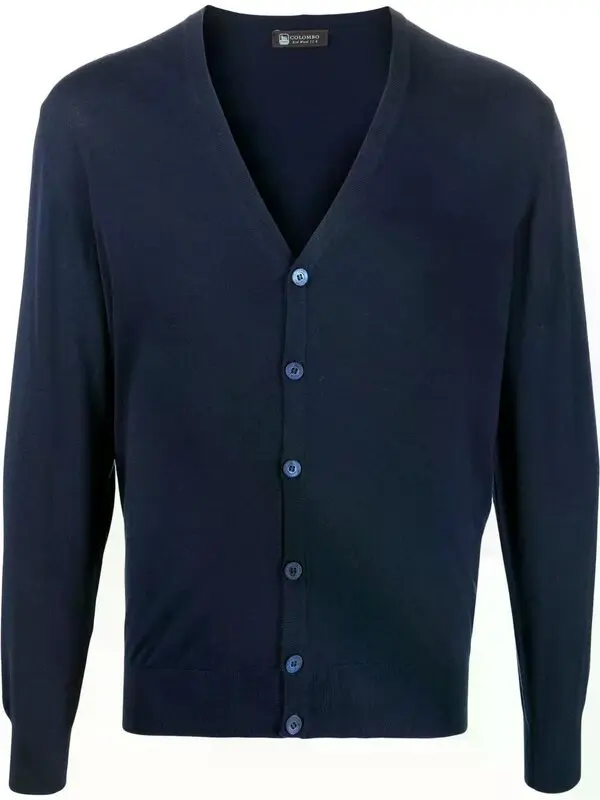 Colombo Button-down Knit Cardigan - Blue