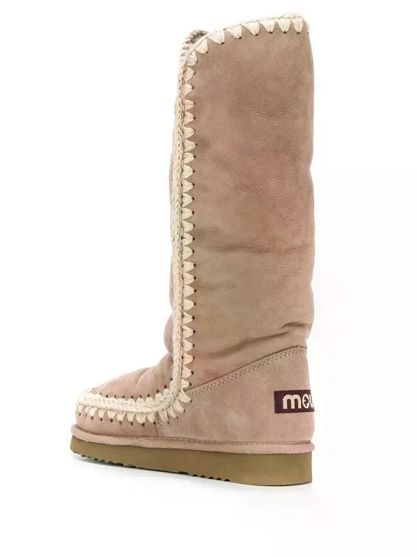 Mou Woven Detail Padded Boots - Neutrals