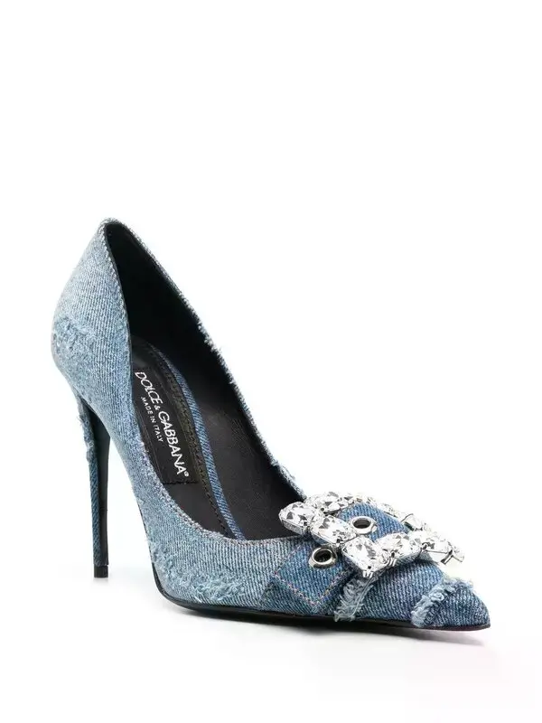 Dolce & Gabbana Crystal-embellished Denim Pumps