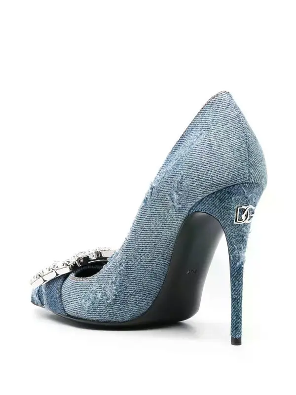 Dolce & Gabbana Crystal-embellished Denim Pumps