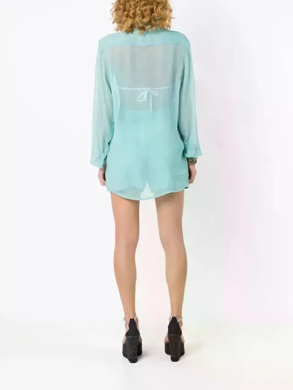 AMIR SLAMA Sheer Crinkled Silk Shirt