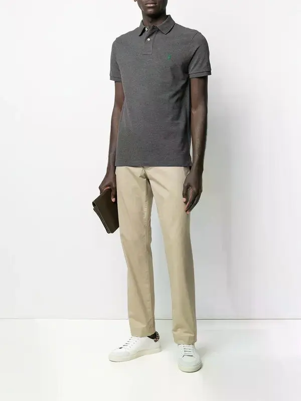 Polo Ralph Lauren Logo-patch Short-sleeved Polo Shirt - Grey