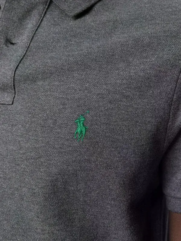 Polo Ralph Lauren Logo-patch Short-sleeved Polo Shirt - Grey