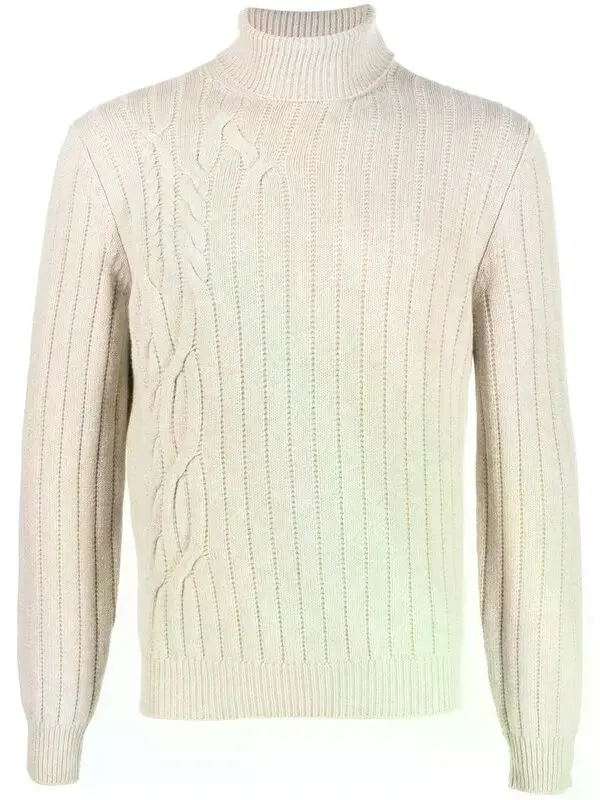 Corneliani Cable-knit Roll-neck Jumper - Neutrals