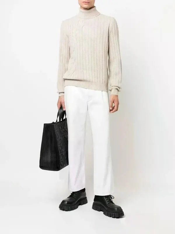 Corneliani Cable-knit Roll-neck Jumper - Neutrals