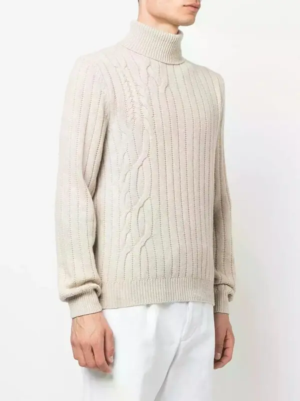 Corneliani Cable-knit Roll-neck Jumper - Neutrals