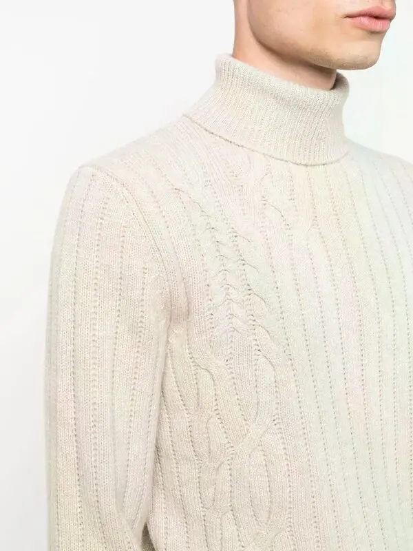 Corneliani Cable-knit Roll-neck Jumper - Neutrals