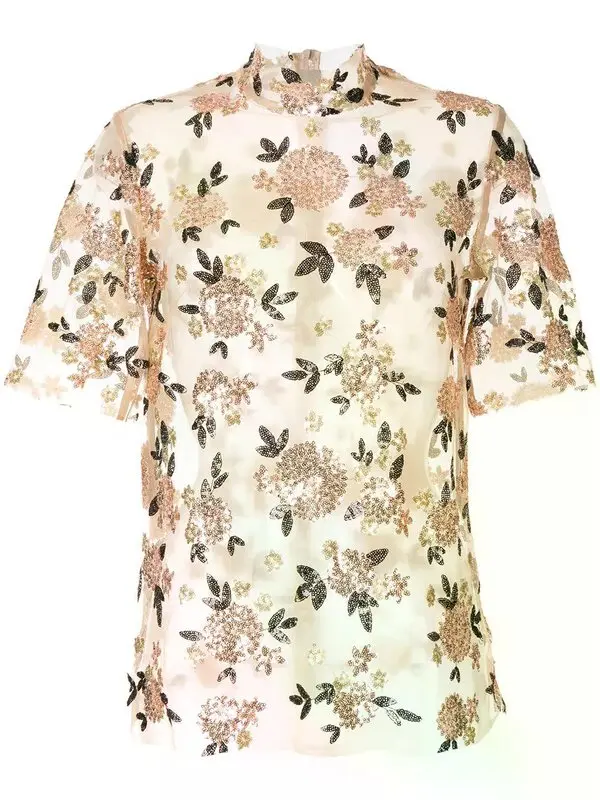 MACGRAW Sheer Floral Top