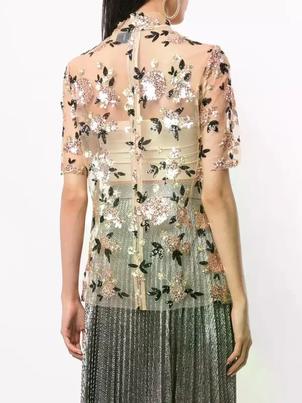 MACGRAW Sheer Floral Top
