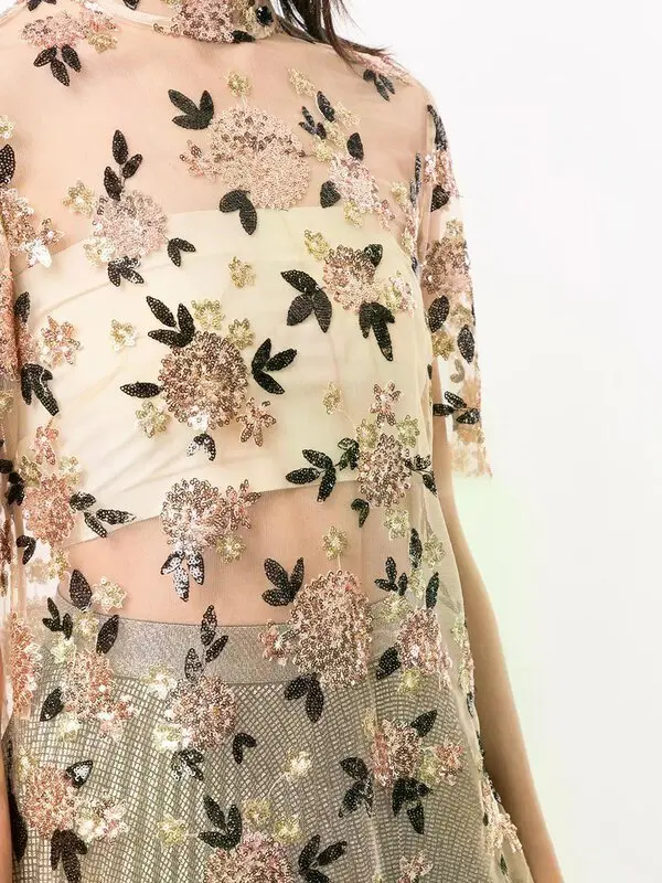MACGRAW Sheer Floral Top