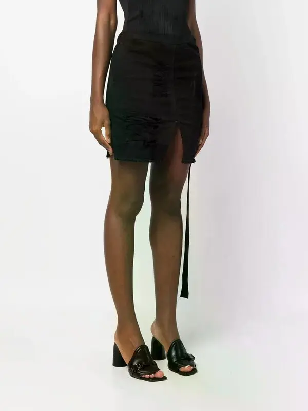 Rick Owens Distressed Denim Mini Skirt