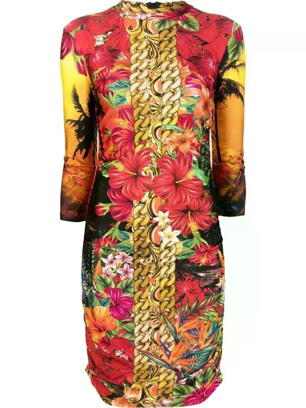 Philipp Plein Hawaii-print Mock-neck Dress
