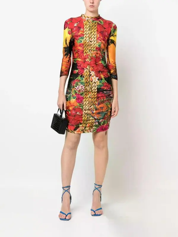 Philipp Plein Hawaii-print Mock-neck Dress