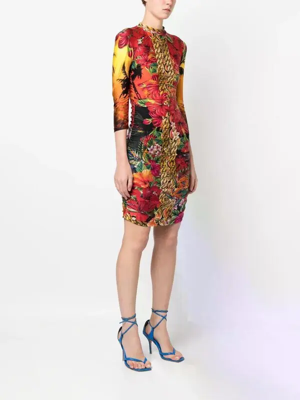 Philipp Plein Hawaii-print Mock-neck Dress