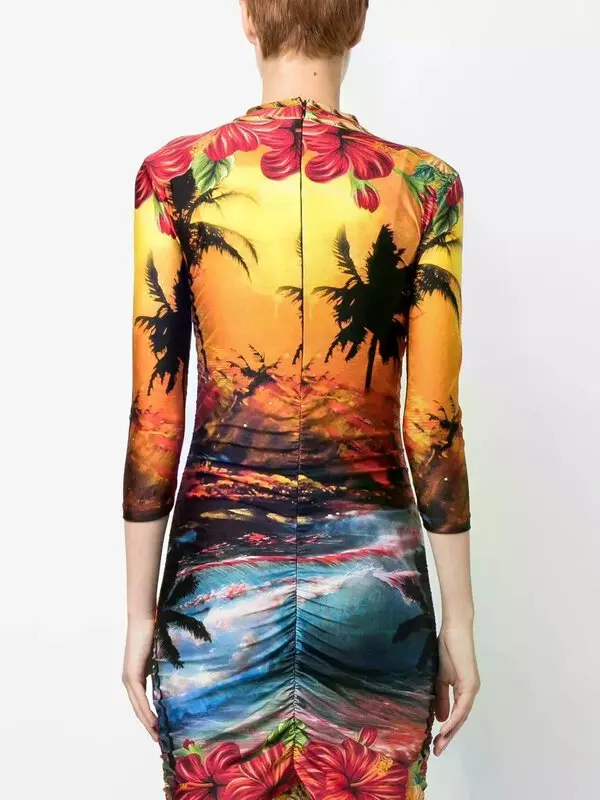 Philipp Plein Hawaii-print Mock-neck Dress