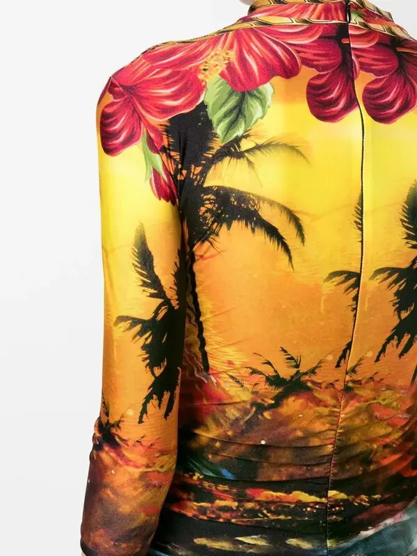 Philipp Plein Hawaii-print Mock-neck Dress