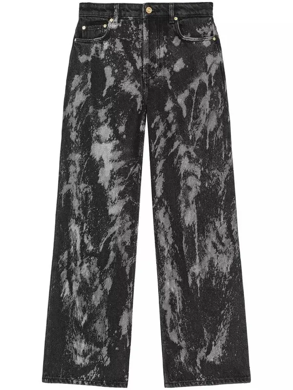 GANNI Painterly-print Palazzo Trousers