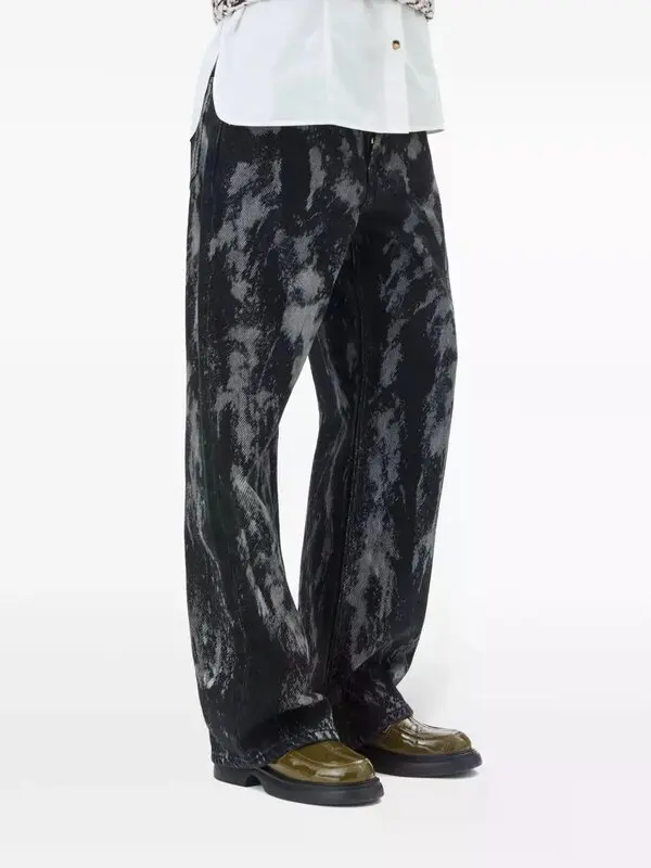 GANNI Painterly-print Palazzo Trousers