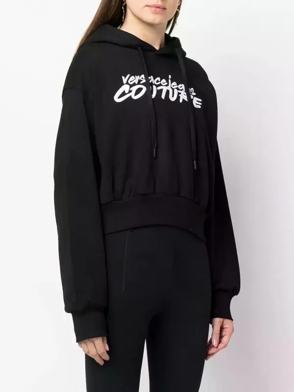 Versace Logo-embroidered Cropped Hoodie