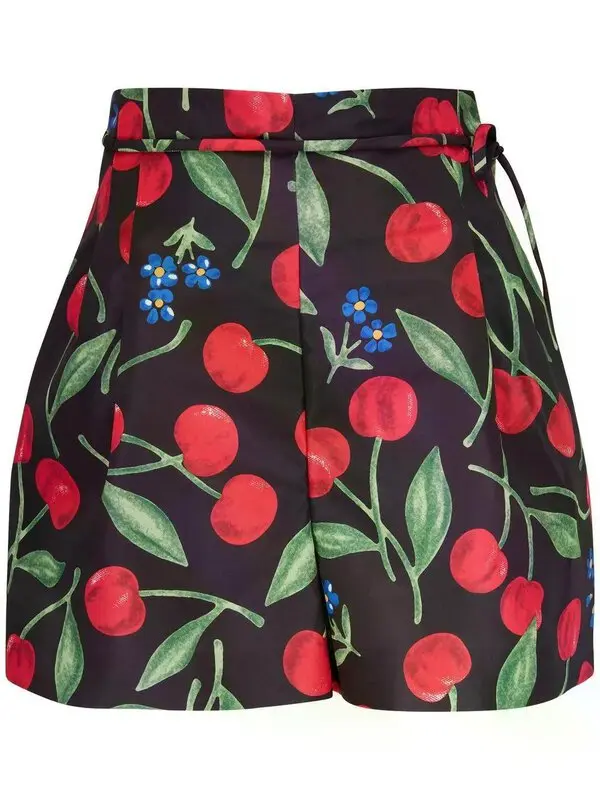 Carolina Herrera Cherry-print Tie-waist Shorts