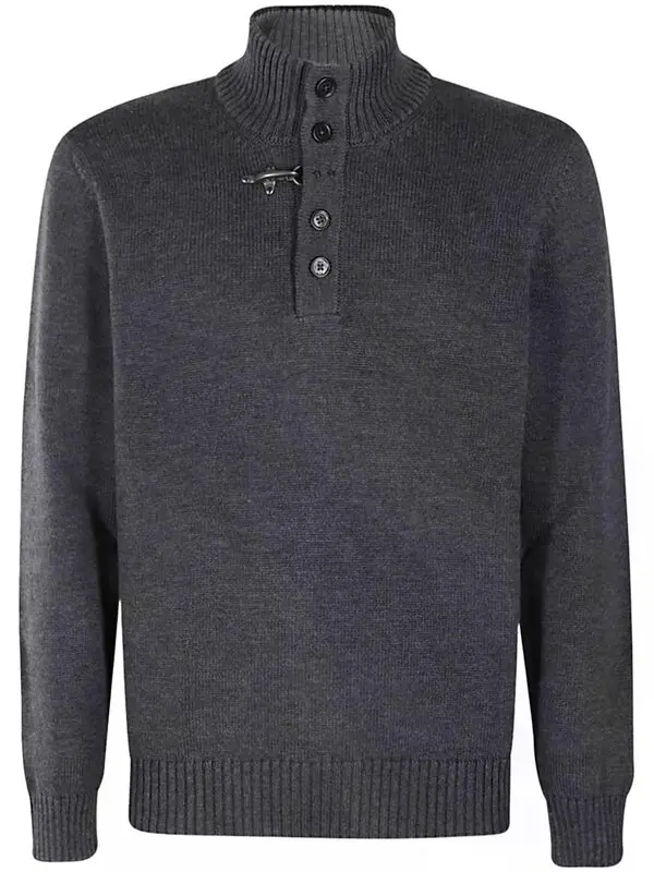 FAY Mock-neck Wool Jumper - Grey
