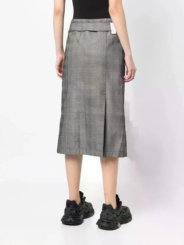 Rokh Button-front Houndstooth Midi Skirt