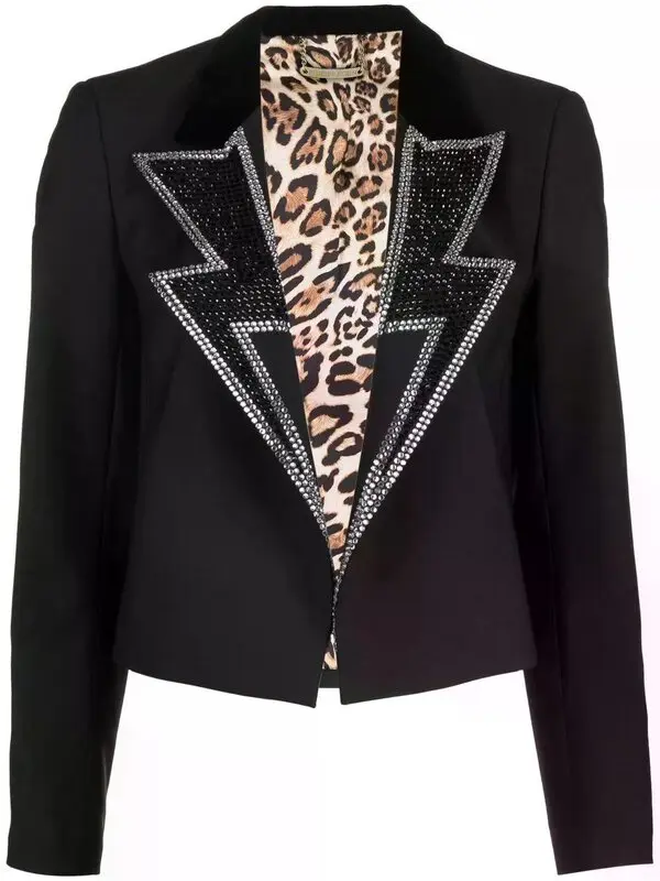 Philipp Plein Rhinestone Embellished Cropped Blazer