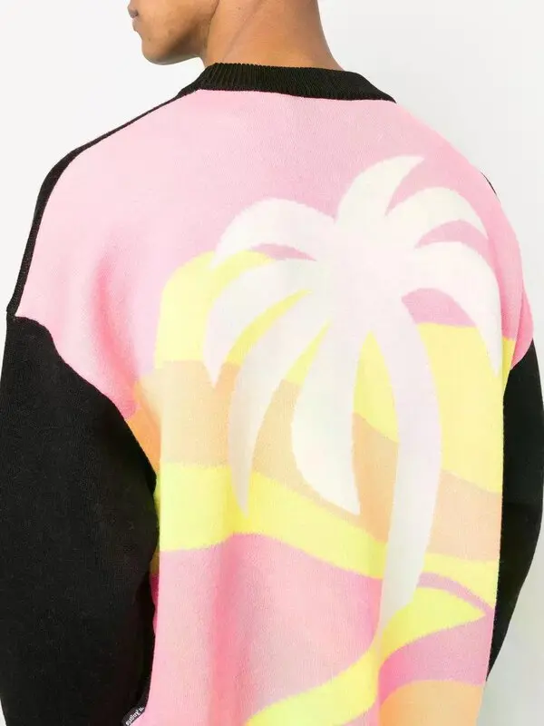 Palm Angels Palm Tree Intarsia Knit Wool Sweater