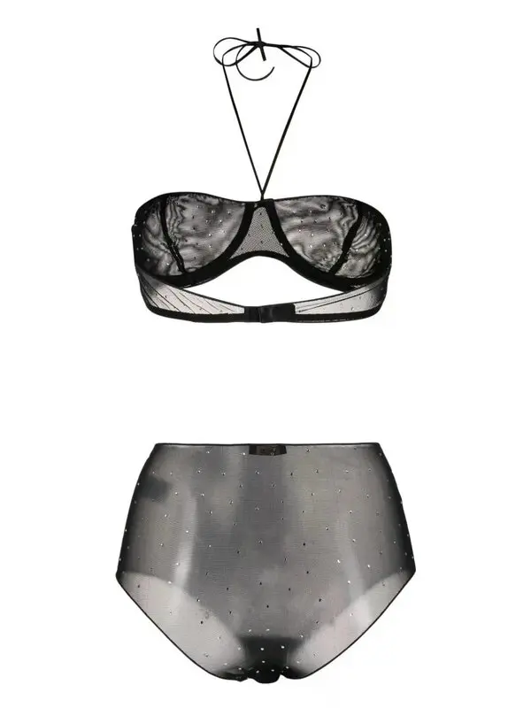 Oseree Crystal-embellished Bra Set