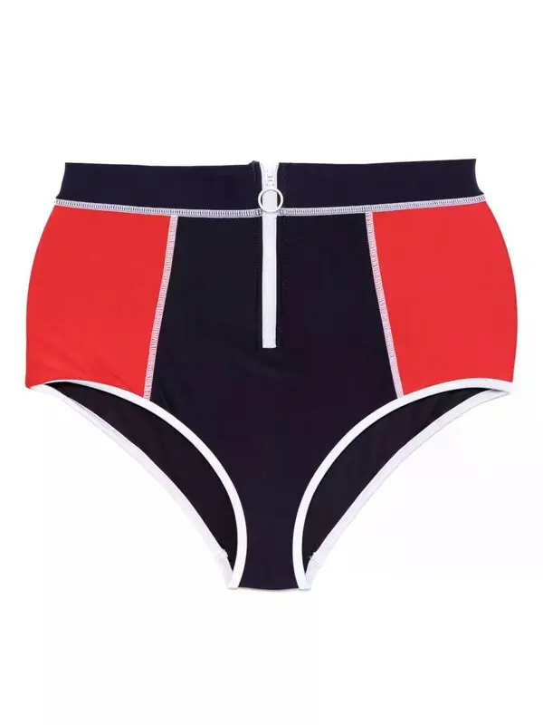 DUSKII High-waisted Zipped Swim Bottom - Blue