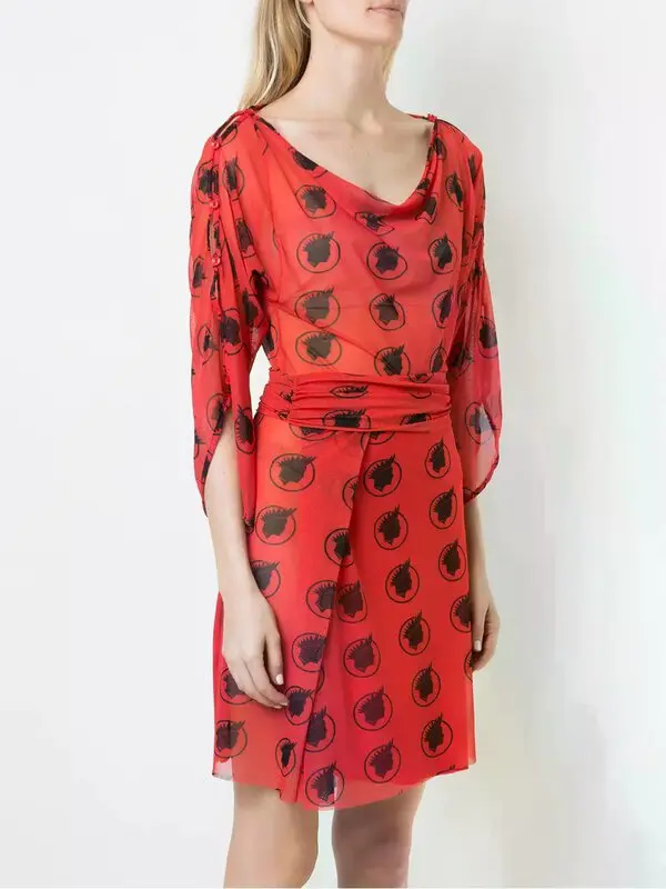 AMIR SLAMA Printed Tulle Mini Dress