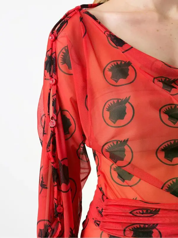 AMIR SLAMA Printed Tulle Mini Dress