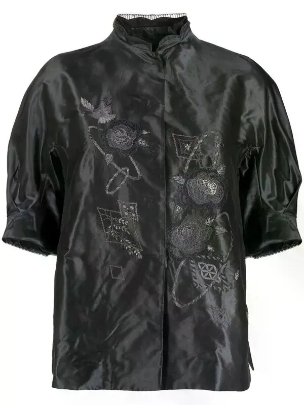 Shiatzy Chen Embroidered Silk Puff-sleeve Jacket