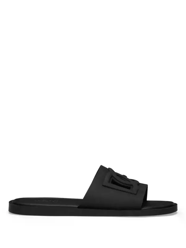 Dolce & Gabbana Logo-embossed Open-toe Slides - Black