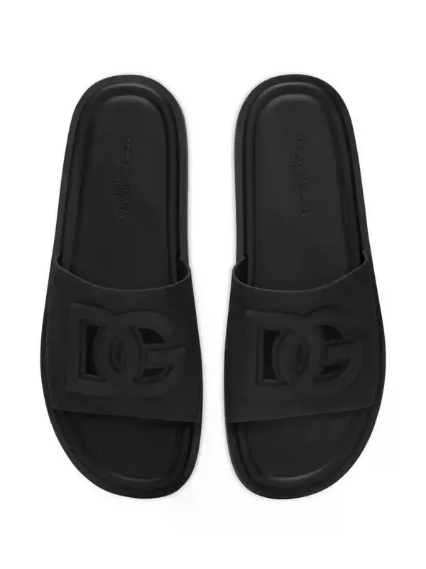 Dolce & Gabbana Logo-embossed Open-toe Slides - Black