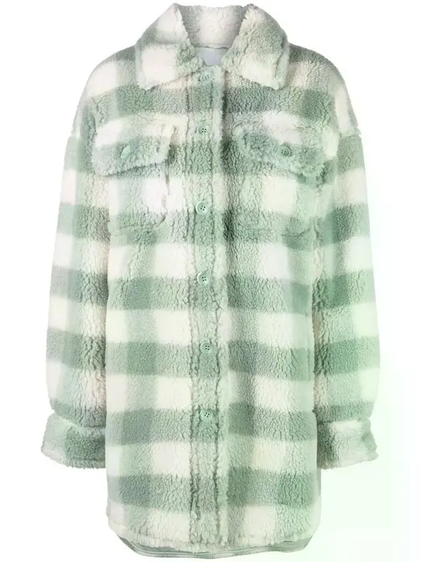 STAND STUDIO Checked Faux Shearling Coat