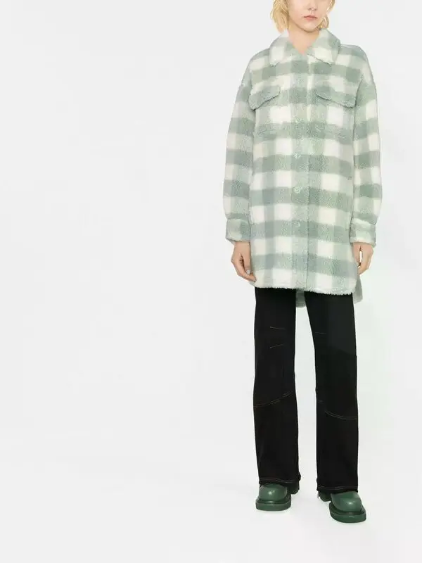 STAND STUDIO Checked Faux Shearling Coat