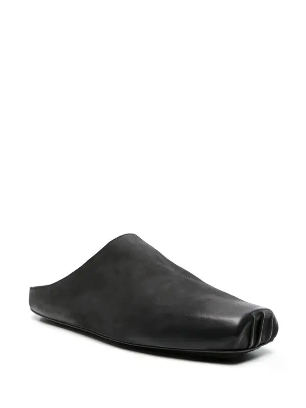UMA WANG Square-toe Leather Slippers