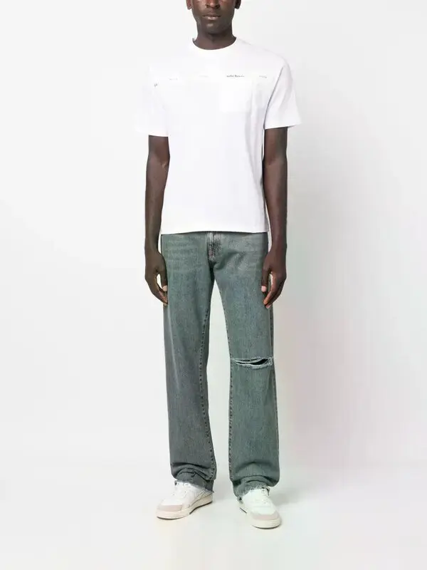Palm Angels Logo-stripe Crew-neck T-shirt