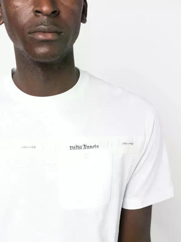 Palm Angels Logo-stripe Crew-neck T-shirt