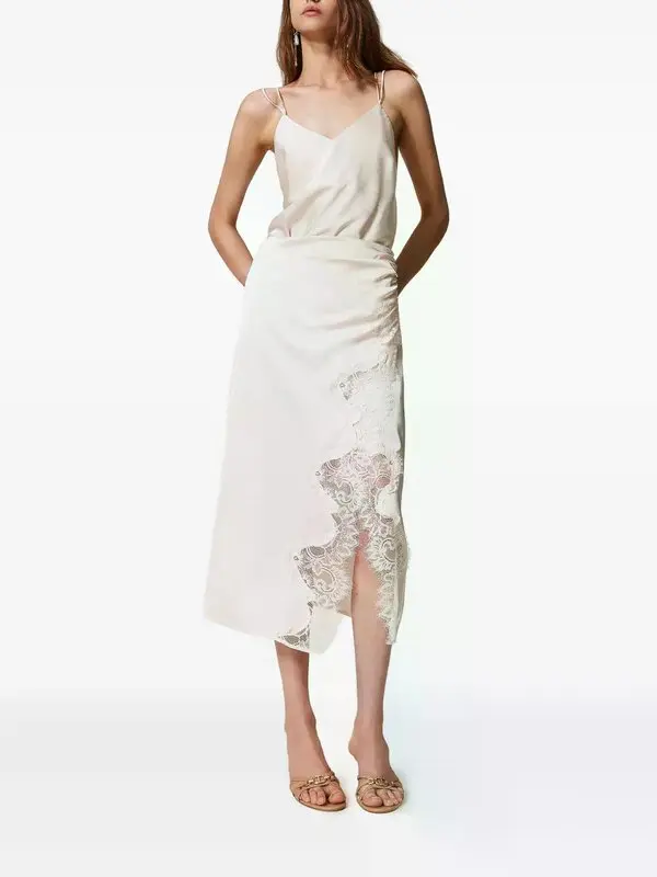 TWINSET Lace-insert Midi Skirt